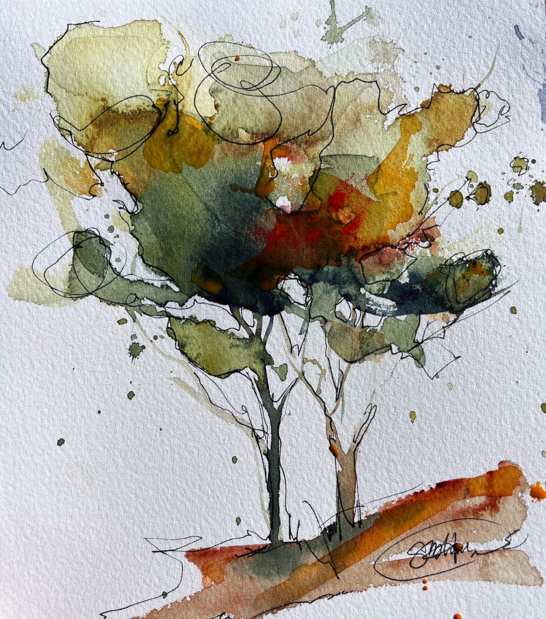 Sarah B. Hansen - Creating Gestural Ink Marks in Watercolor Sketches ...